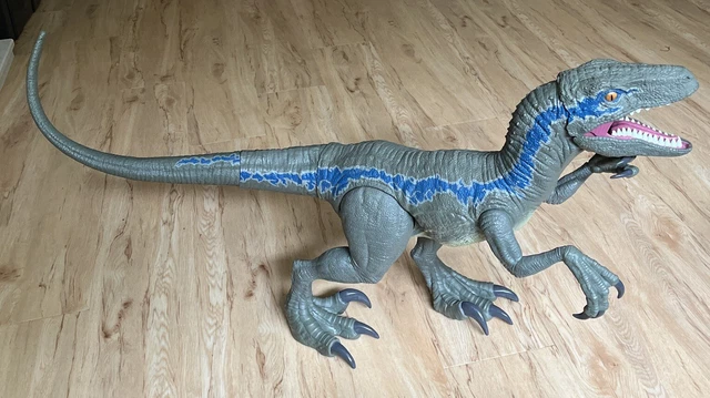 MATTEL JURASSIC WORLD Super Colossal Velociraptor Blue 38" Figure Toy ...