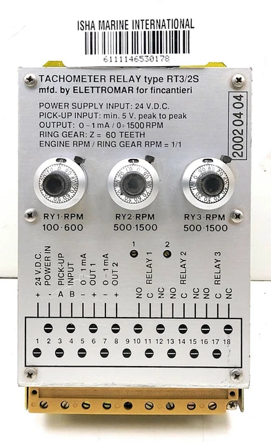 ELETTROMAR FOR FINCANTIERI RT3/2S Techometer Relay $346.64 - PicClick AU