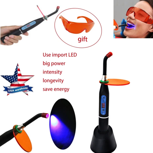 DENTAL-5W WIRELESS CORDLESS LED Curing Light Lamp 1500mw+Goggle Glasses ...
