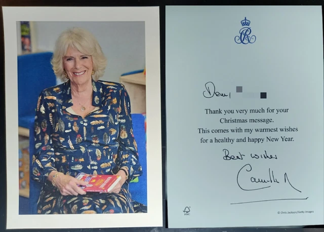 QUEEN CAMILLA AUTOGRAPH Signed Christmas Card King Charles III Royalty ...