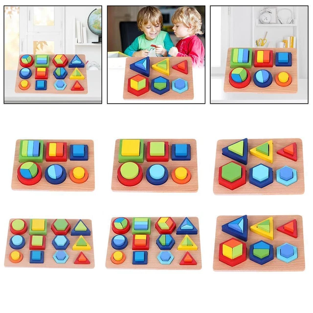 SHAPE MATCHING BLOCK Montessori 3D Sorting Preschool Motor Skill ...