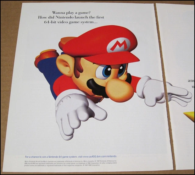 1997 SUPER MARIO Nintendo 64 IBM 2-Page Print Ad Advertisement Vintage ...