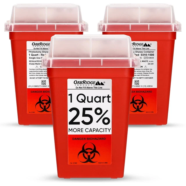 SHARPS CONTAINER FOR Home Use and Professional 1 Quart (3-Pack ...