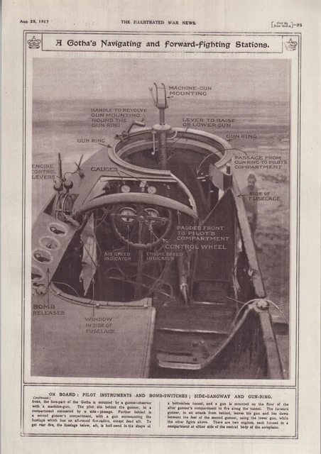 WW1 GOTHA'S NAVIGATING & Fighting Stations Pilot Instruments & Bomb ...