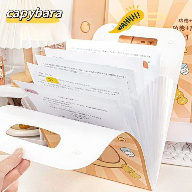 CUTE CAPYBARA FILE Folder Test Paper Storage Folder Portable Organ Pack ...