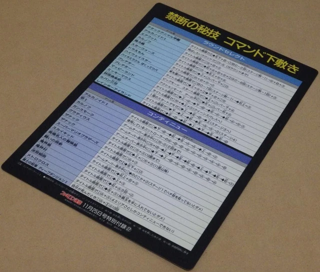 FAMICOM TSUSH FORBIDDEN Secret Techniques Command Sheet November 25 1988 Used GG $53.29 ...