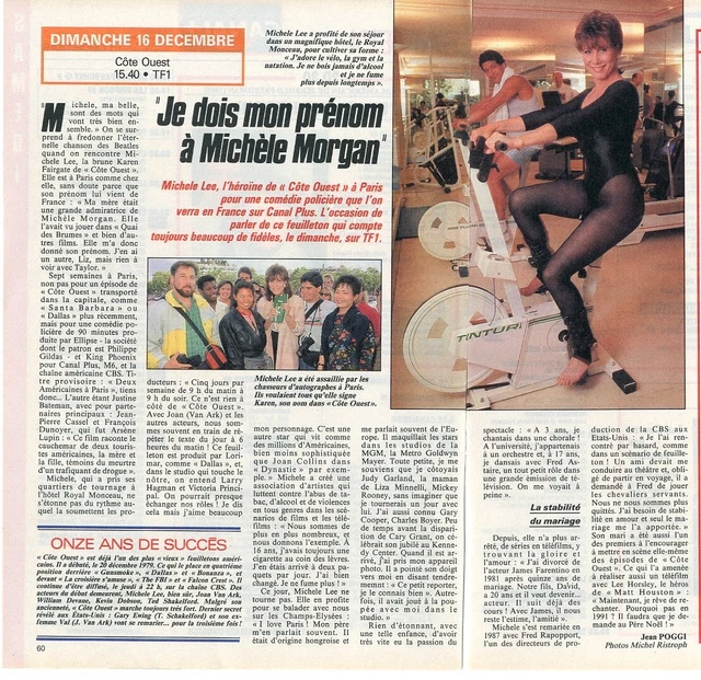 COUPURE DE PRESSE Clipping 1990 Michele Lee Côte Ouest (1 page1/2) EUR ...