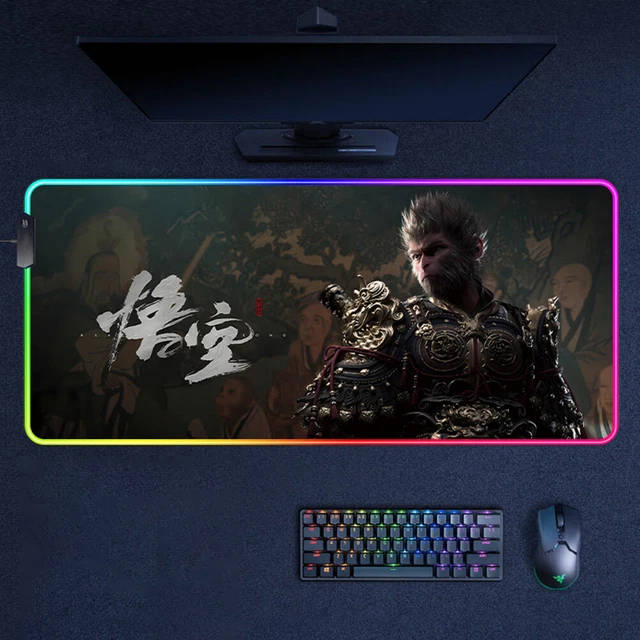 BLACK MYTH WUKONG RGB Big Mice Mat Large LED Computer Laptop Gamer Pad ...
