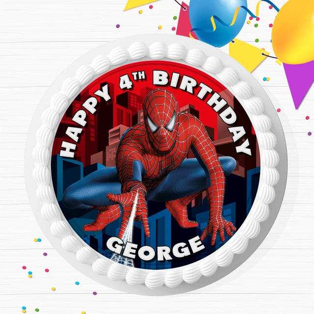 SPIDERMAN BIRTHDAY PARTY Personalised Edible Cake Topper & Cupcake ...