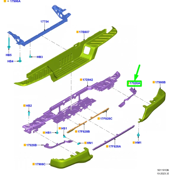 FORD RANGER T9 Rear Bumper Right Cap 2650898 NEW GENUINE £54.13 ...