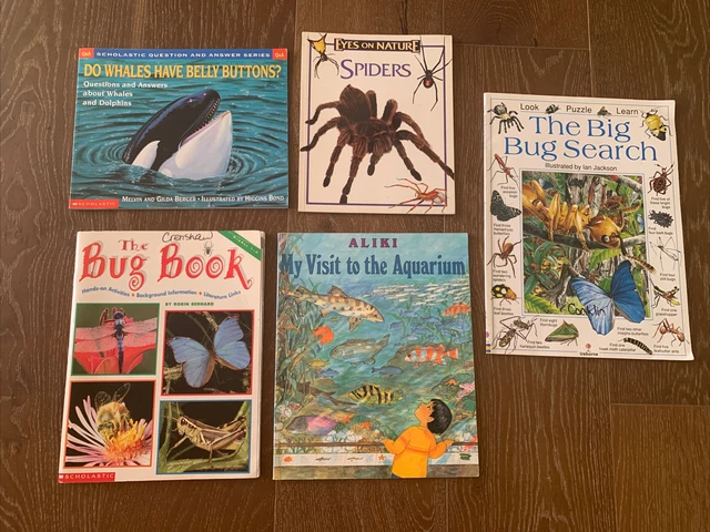 5 BOOK LOT Study of Insects/bugs, Spiders, Fish, Whales, Homeschool ...