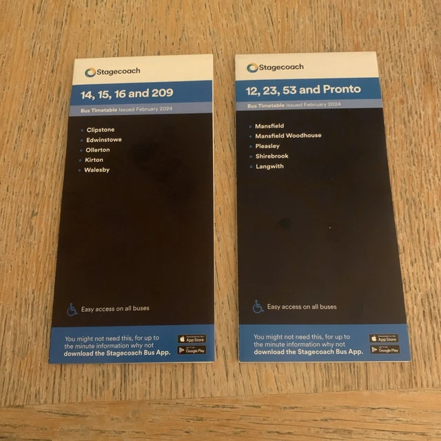 STAGECOACH EAST MIDLANDS: 2 x Mansfield area bus timetables Feb 2024 ...