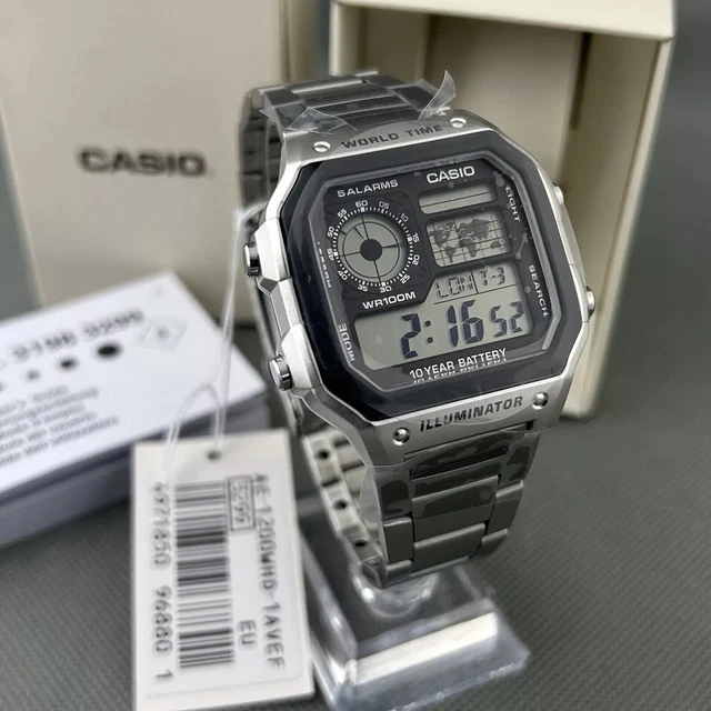 CASIO DIGITAL MENS Illuminator Stainless Steel Watch - Silver/Grey - UK ...
