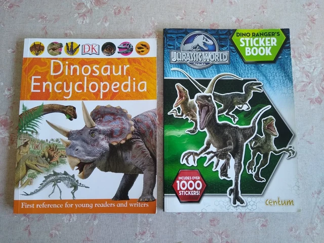DINOSAUR ENCYCLOPEDIA & Jurassic World Sticker Book with 1000 Stickers ...