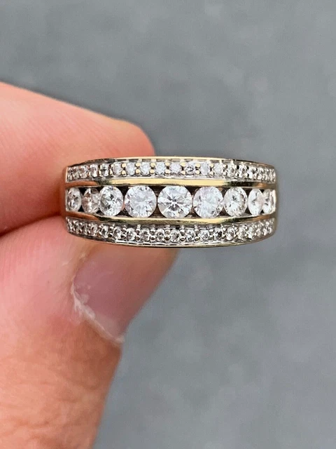 9CT GOLD 1CT nine stone diamond large ring, 9k 375 heavy 5.3 grams $170 ...