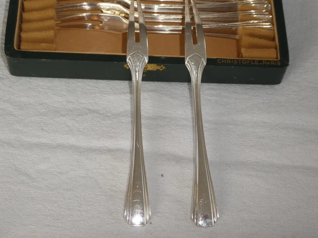 CHRISTOFLE BOREAL 12 fourchettes à escargots/crustacés en métal argenté ...
