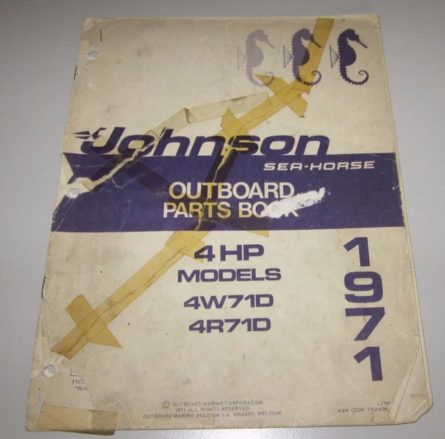 PARTS BOOK JOHNSON Ersatzteilkatalog 4 HP Models 4W71D / 4R71D Sea ...