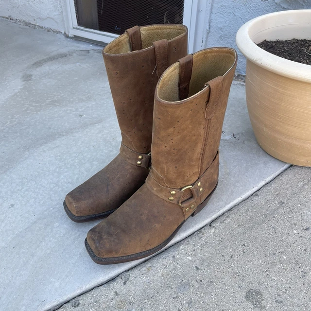 DOUBLE H WESTERN Cowboy Square Toe Harness Boots Brown Leather Mens 13 ...