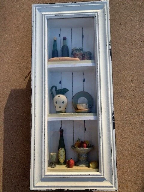 VINTAGE ANTIQUED 3 Miniature Still Lifes Fruit Wine Bread Kitchen ...