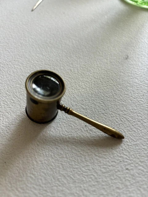 ANTIQUE BRASS MAGNIFYING Glass Brass Map Chart Reader Jewellers Loupe ...