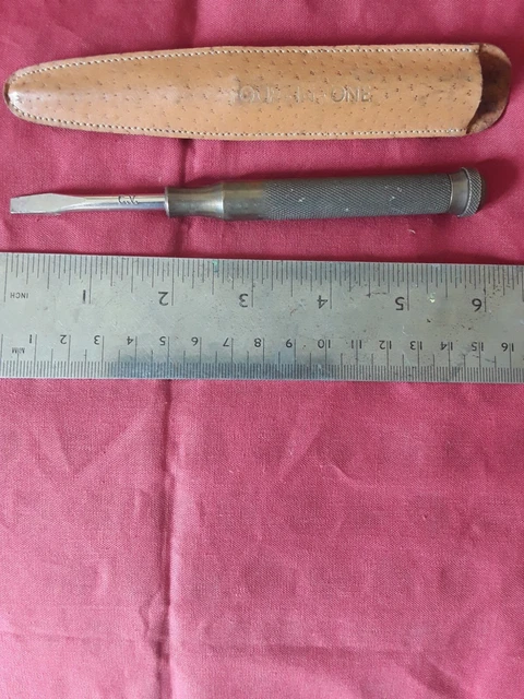 VINTAGE FOUR IN ONE BRASS KNURLED NESTING SCREWDRIVER Set WEST GERMANY ...