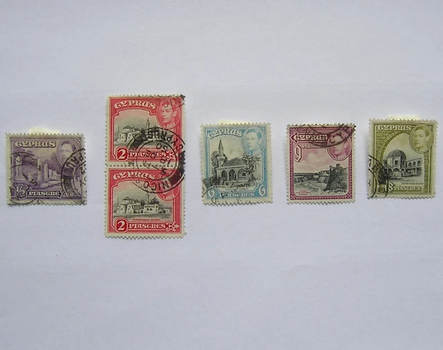 CYPRUS STAMPS, KING George VI, Buildings 1934-1951, collection of 6 ...