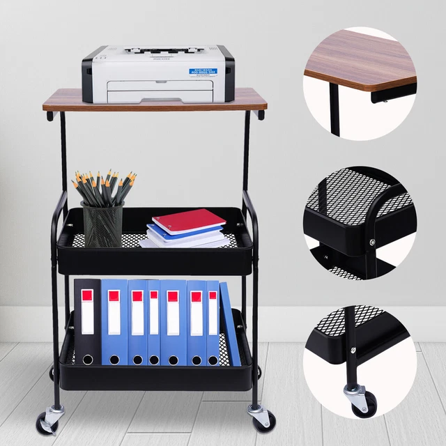 3 TIER MOBILE Laptop Printer Cart Table Scanner Computer Desk Stand ...