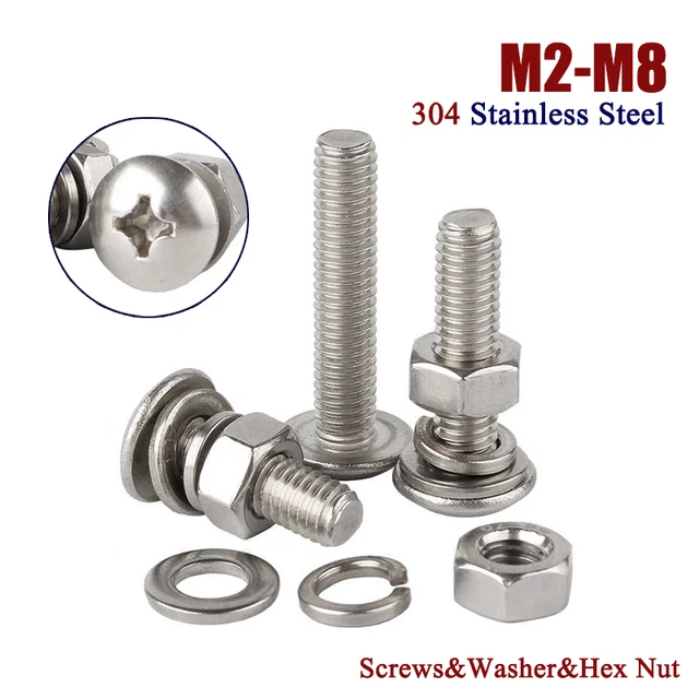 PHILLIPS TRUSS HEAD Bolts With Washer&Hex Nut Pan Head Screw 304 ...