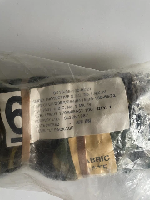 BRITISH ARMY NBC Suit MK-IV Camo. Full suit. Vaccum sealed. Size M £18. ...