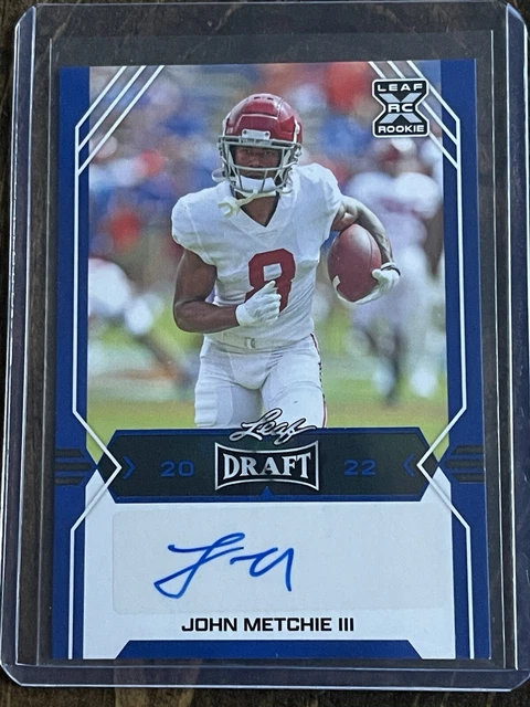 2022 LEAF DRAFT John Metchie III #BA-JM1 bleu recrue auto Alabama ...