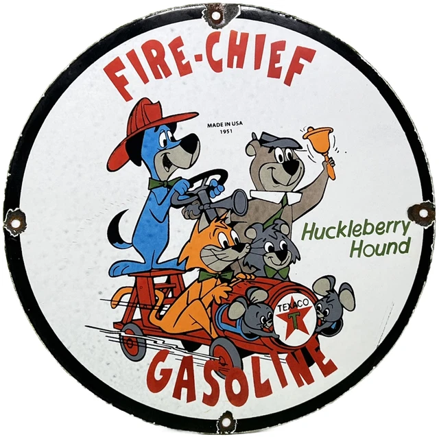 VINTAGE TEXACO FIRE-CHIEF Gasoline Porcelain Sign Gas Station Pump ...