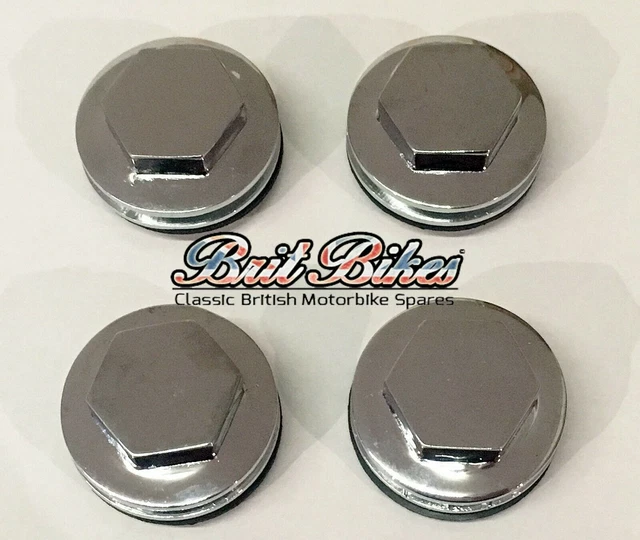 TRIUMPH TWIN UNIT Models Finned Chrome Rocker Caps Set Of 4 - 70-4610 £ ...