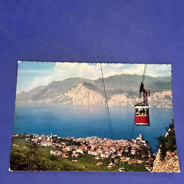 VEDUTA PANORAMICA DI MALCESINE CON FUNIVIA LAGO DI GARDA - CARTOLINA a ...