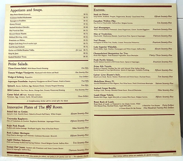 1990S THE 1913 Room Restaurant Menu Amway Grand Plaza Hotel Grand ...
