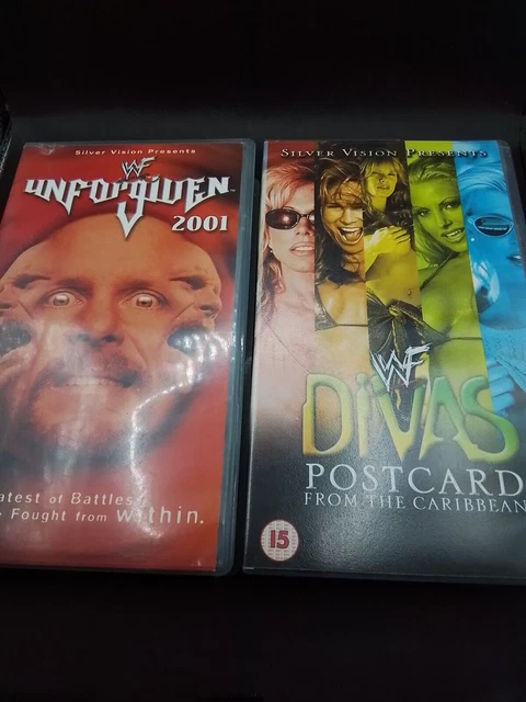 2 WWF WRESTLING VHS tapes Divas postcards and unforgiven 2001 #1053 £15 ...