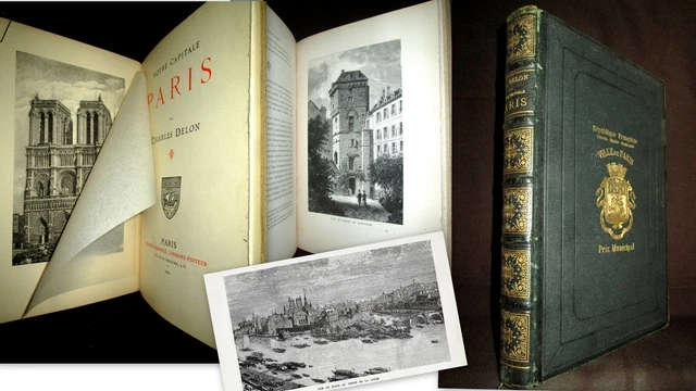 NOTRE CAPITALE PARIS Delon gravure engraving Histoire France Reliure ...