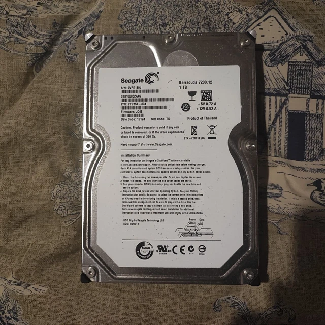 SEAGATE BARRACUDA 1TB 1000GB Harddrive HDD 7200RPM ST31000524AS $25.00 ...