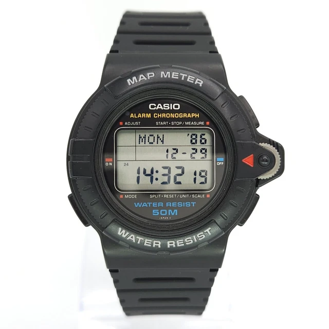 NOS CASIO MAP-100 Map Meter Alarm Chronograph Vintage Digital Watch ...