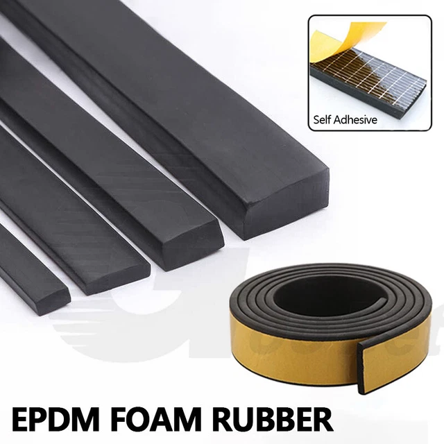 SELF ADHESIVE BACKED EPDM Foam Sponge Rubber Strip Roll Tape Sticky ...