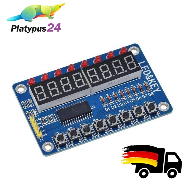 TM1638 LED KEY 8-fach 7-Segment Anzeige Taster LED Display Modul ... TM1638 LED KEY 8-fach 7-Segment Anzeige Taster LED Display Modul ...