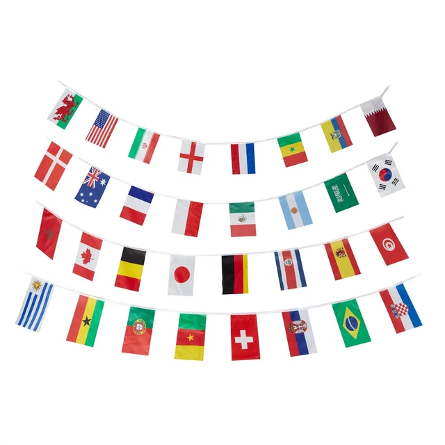 WORLD CUP 2022 QATAR 32 Team Flag Football Bunting Decoration £4.78 ...