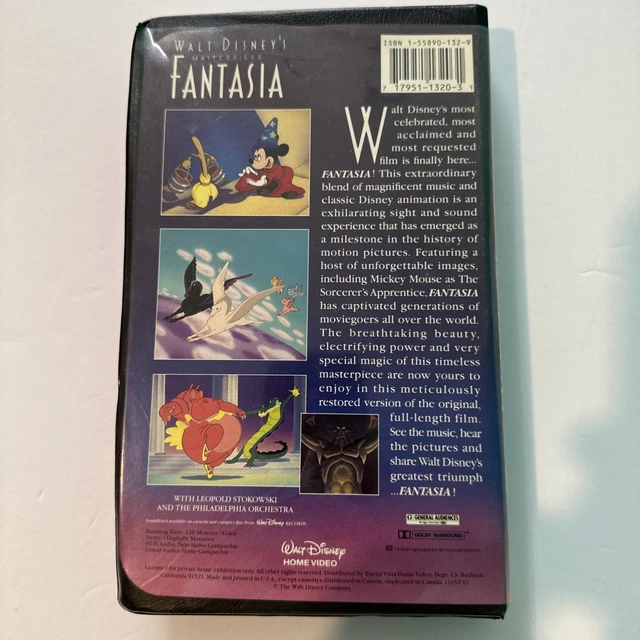 FANTASIA WALT DISNEY'S Masterpiece 1991 VHS Clamshell £4.55 - PicClick UK