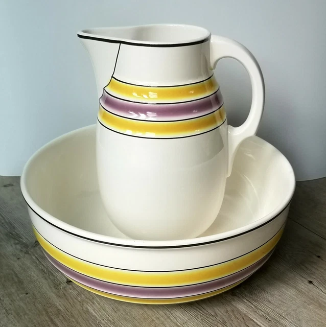 ALTE ART DECO Spritzdekor Keramik Waschgarnitur Schüssel & Wasserkrug - Annaburg EUR 125,00 ...