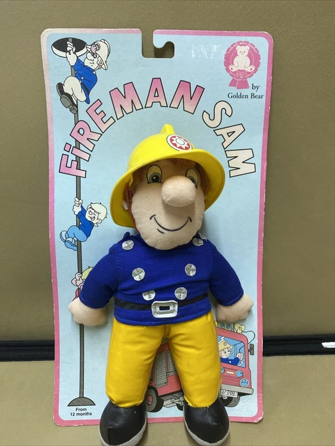 VINTAGE FIREMAN SAM Plush Toy new on card by Golden Bear figure approx ...