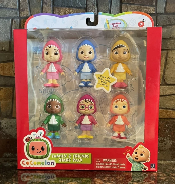 COCOMELON FRIENDS & Family Shark Pack 6 Piece Set Cece JJ Nina Cody ...