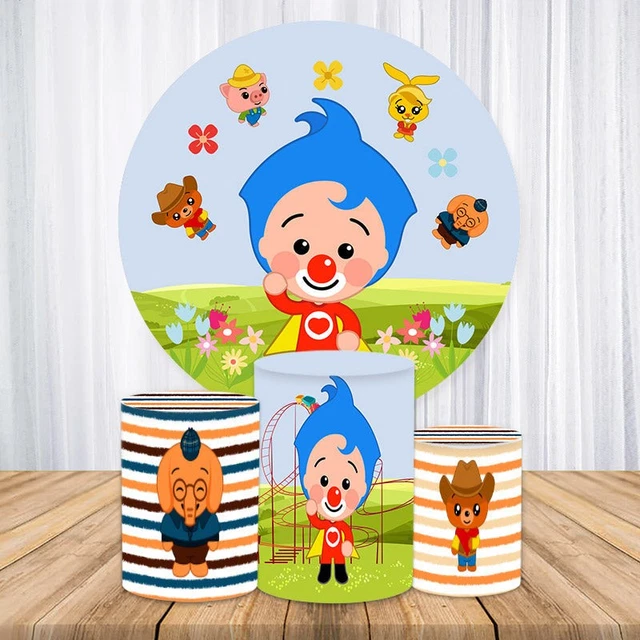 FLORAL AND GLASS Round Cartoon Kids Birthday Backdrop Kit $35.97 ...