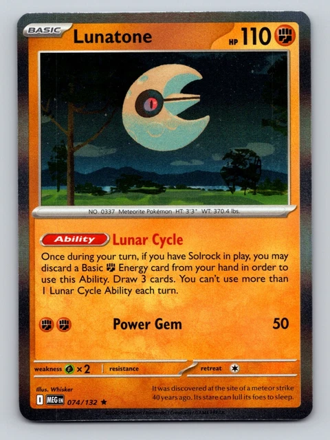 LUNATONE RARE ME01: Mega Evolution 074/132 NM £1.41 - PicClick UK