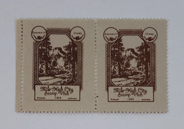 MILE HIGH CITY Stamp Club, Prescott Arizona 1944 Souvenir Stamp Coil ...