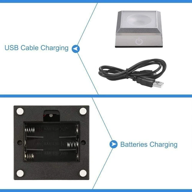 SQUARE/ROUND 3D LED Light Base Display Stand Holder For Crystal Art ...