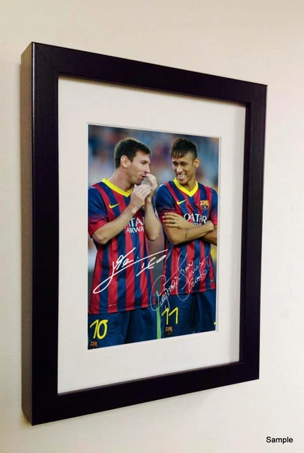 SIGNED LIONEL MESSI Neymar JN Barcelona Photo Photograph Picture Frame ...